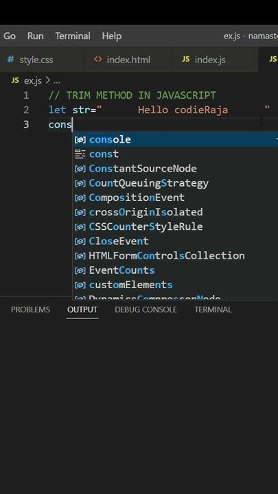trim method in javascript shorts youtube