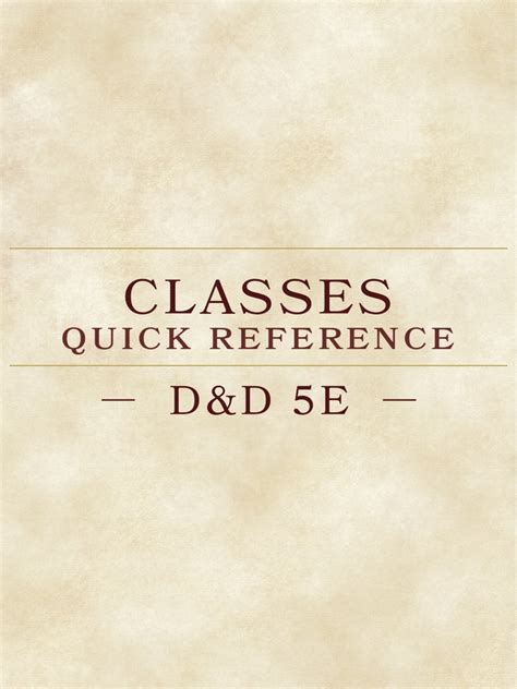 Dandd 5e Class Quick Reference Pdf Dungeons And Dragons D20 System