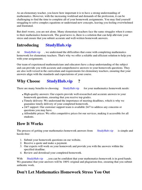 Mathematics For Elementary Teachers Homework Answers Download Free