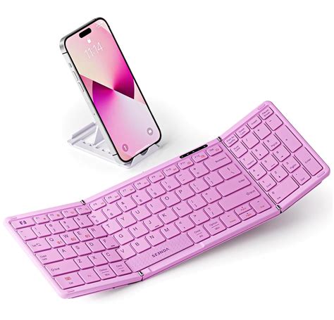 Seenda Foldable Bluetooth Keyboard For Travel Portable Wireless Folding Keyboard With Number