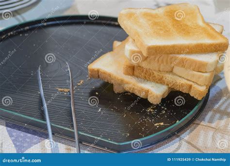 Sliced Bread Looks Delicious On A Black Tray Stock Image Image Of Bread Dinner 111925439