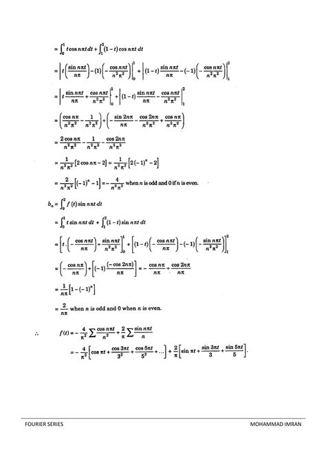 Solved Numerical Problems Of Fourier Series PDF