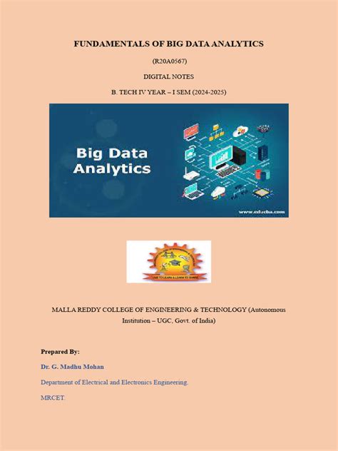 Fundamentals Of Big Data Analytics Digital Notes Pdf No Sql Analytics