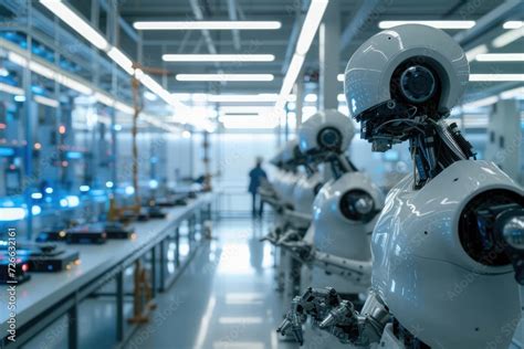 a high tech robotics lab engineers working on advanced ai machines