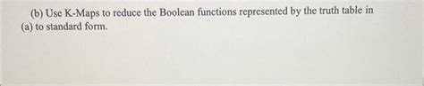 solved b use k maps to reduce the boolean functions