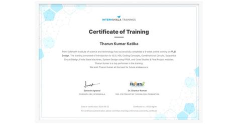 K Tharun Kumar On Linkedin Successfully Completed The Vlsi Design