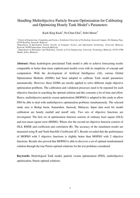 Pdf Handling Multiobjective Particle Swarm Optimization For