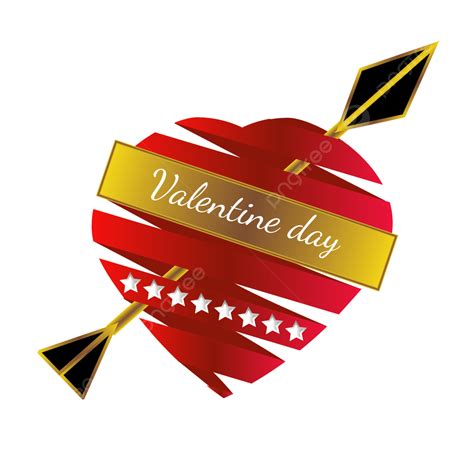 Happy Valentine Day Red Heartshape With Arrow And Stars Decoration