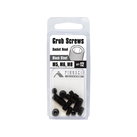 Pinnacle M5 M8 Black Assorted Grub Screw Set 12 Pack Bunnings