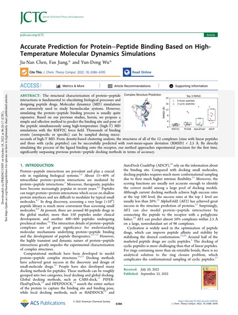 Pdf Accurate Prediction For Protein Peptide Binding Based On High