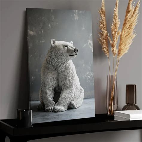 1개 클래식 북극곰 벽 예술 나무 프레임이 있는 패브릭 캔버스 프린트 거실 침실 복도 현대 가정 장식 소파 Temu