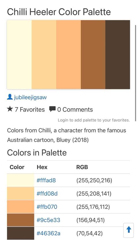 BLUEY HEX CODES COLOR PALETTE