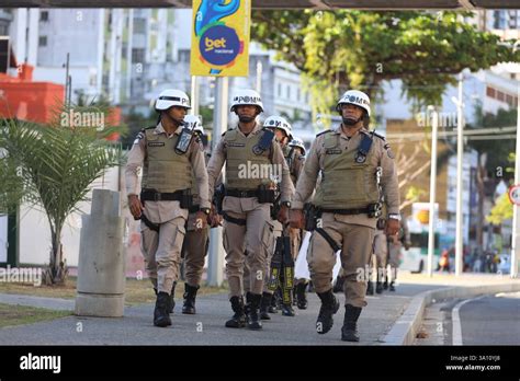 Access Control At Security Portals Salvador Bahia Brazil March Military Police