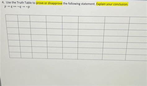 Solved Use The Truth Table To Prove Or Disapprove The Chegg