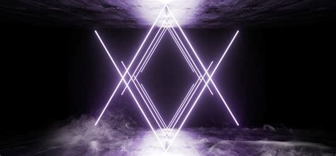 연기 네온 어두운 그런 지 구체적인 배경 아스팔트 광학적 인 환상 형광 자주색 파란 활기찬 빛나는 빈 공간 공상 과학 Fi 미래 우주선 단계 3d 렌더링 0명에 대한 스톡