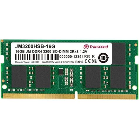 Buy Transcend Ddr4 3200 2rx8 1 2v Laptop Memory Jet Ram 16gb Green Jm3200hsb 16g Online In Uae