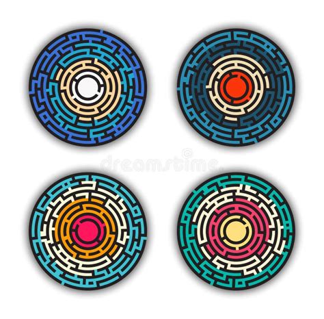 Labirinto Colorato Circolare Labirinto Di Vettore Illustrazione