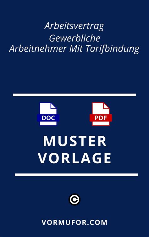 Arbeitsvertrag Gewerbliche Arbeitnehmer Mit Tarifbindung Muster Vorlage