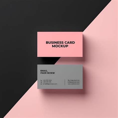Modern Business Card Mockup Pink And Gray Cards On Black And Pink Split
