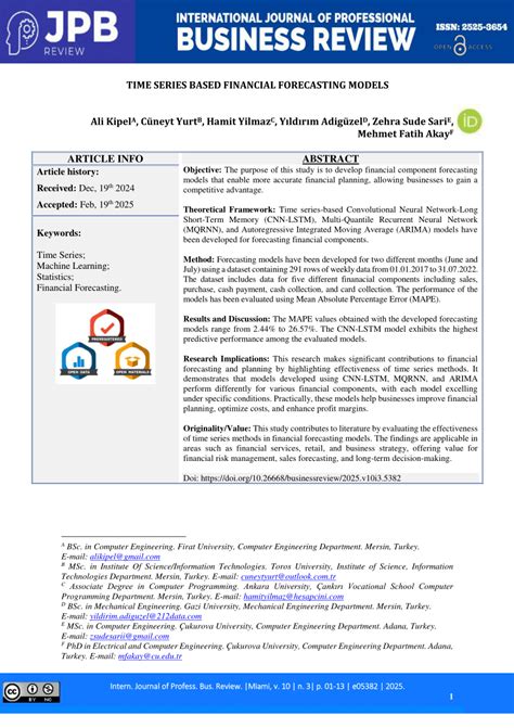 Pdf Time Series Based Financial Forecasting Models