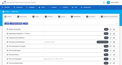Alunos Sobre A Tela De Dados De Um Aluno Treinamento Sistema Quality