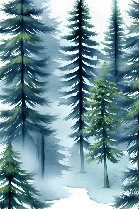 Pine Trees In The Fog Kawaii Chibi Graphic Creative Fabrica