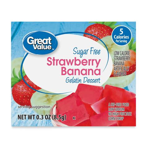 Great Value Sugar Free Strawberry Banana Gelatin Dessert 03 Oz