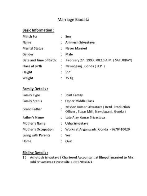 Biodata Animesh Srivastava Pdf
