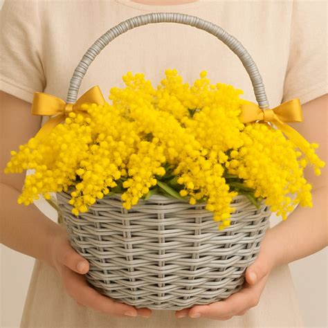 Мимоза в корзине купить с доставкой в Москве Миллион Букетов