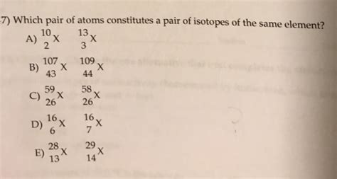 Solved Pair Of Atoms Constitutes A Pair Of Isotopes Of The Chegg Com