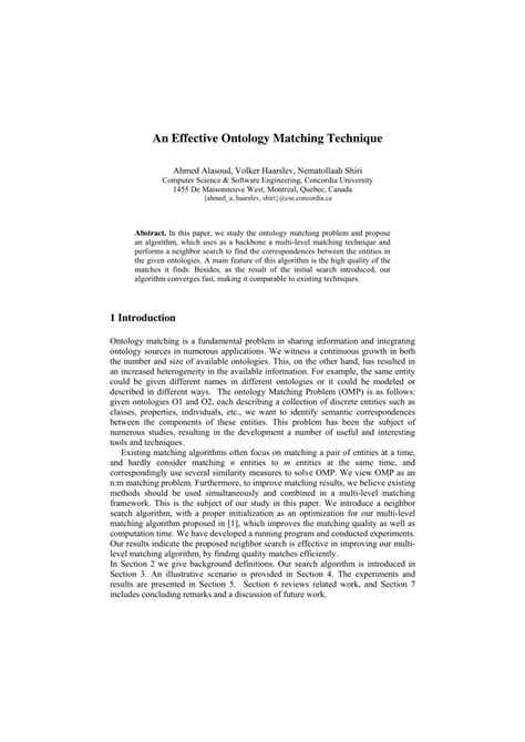 Pdf An Effective Ontology Matching Technique