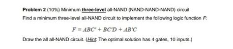 solved problem 2 10 minimum three level all nand