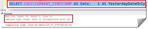 Operand Type Clash Date Is Incompatible With Int Sql Server Guides