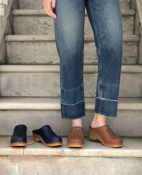 Wright Clogs In Navy And Light Brown At Ab Fits Troentorp Clogs