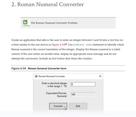Solved 2 Roman Numeral Converter The Roman Numeral