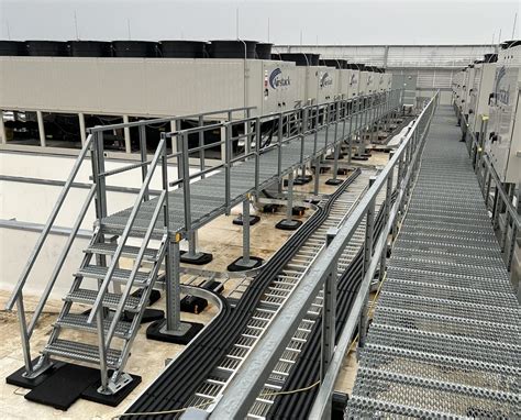 roof platform for data center hvac rooftop support systems