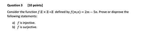 solved consider the function f z×z→z defined by