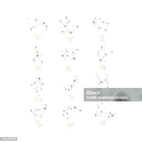 손으로 그린 벡터 추상 스톡 그래픽 간단한 점성술 천체 일러스트 별자리 컬렉션은 조디악 기호의 현대 예술 현대 인쇄 템플릿 기호세트 0명에 대한 스톡 벡터 아트 및 기타