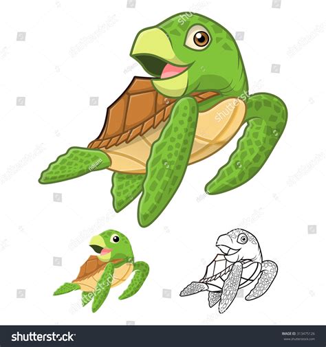High Quality Sea Turtle Cartoon Character Stock Vector Royalty Free