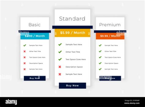 Pricing Comparison Table Stock Vector Images Alamy