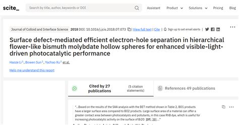 Surface Defect Mediated Efficient Electron Hole Separation In Hierarchical Flower Like Bismuth