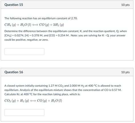 Solved The following reaction has an equilibrium constant of | Chegg.com