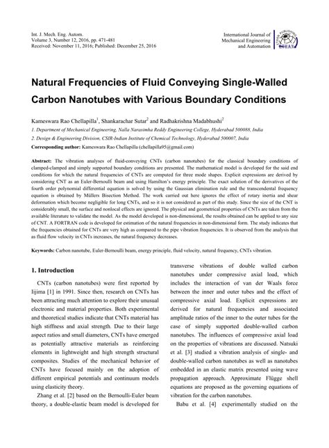 Pdf Natural Frequencies Of Fluid Conveying Single Walled Carbon Nanotubes With Various