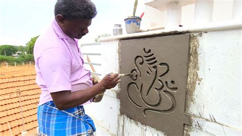 wall god ganesha design 👍house front wall ganesha design making