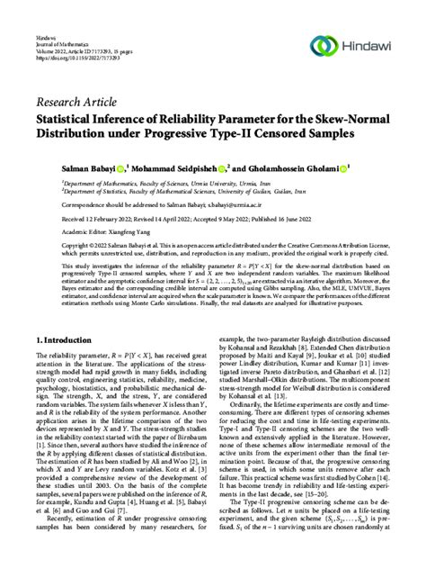 Pdf Statistical Inference Of Reliability Parameter For The Skew