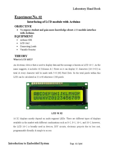 experiment no 7 embedded system pdf liquid crystal display parameter computer programming