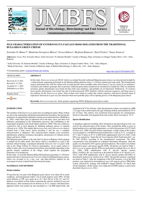 Pdf Wgs Characterization Of Enterococcus Faecalis H1041 Isolated From The Traditional