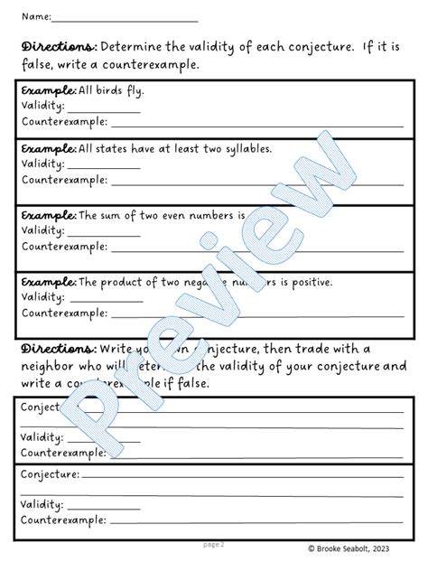 Conjectures Validity And Counterexamples Lesson W Notes Worksheets Library