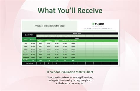 IT Vendor Evaluation Matrix Sheet Template In Excel Google Sheets Download Template Net