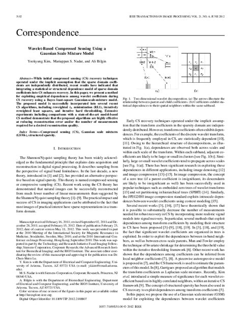 pdf wavelet based compressed sensing using a gaussian scale mixture model
